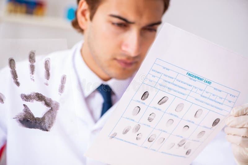 The Forensic Expert Studying Fingerprints in the Lab Stock Image ...