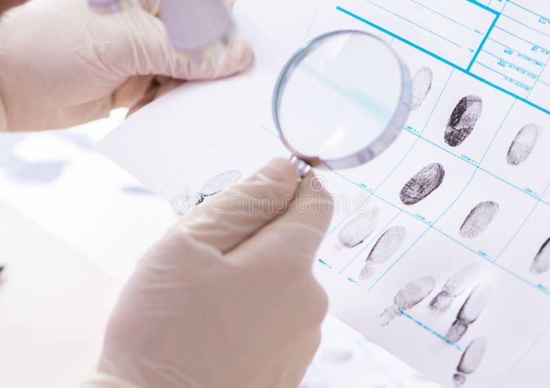 Forensic Expert Studying Fingerprints in the Lab Stock Image - Image of ...