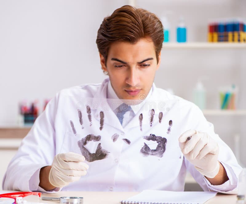 Forensic Expert Studying Fingerprints in the Lab Stock Image - Image of ...