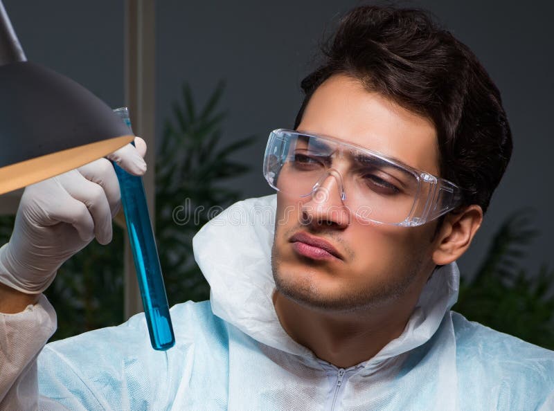 Forensic Investigator Working in Lab Looking for Evidence Stock Image ...