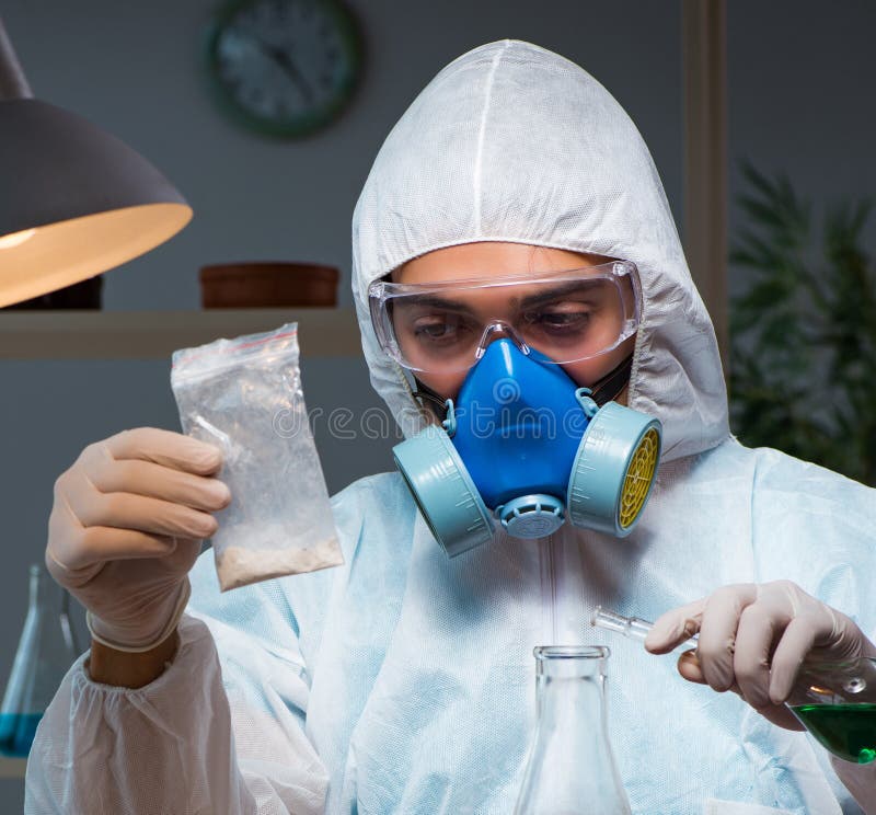 Forensic Investigator Working in Lab Looking for Evidence Stock Image ...