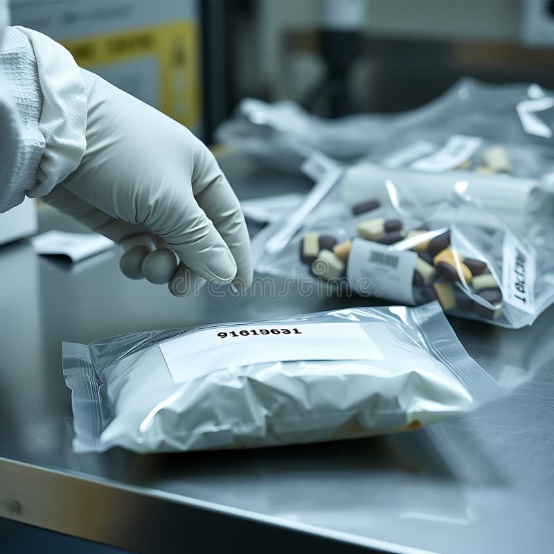 Forensic Photography of a Piece of Evidence Being Bagged and Tagged ...