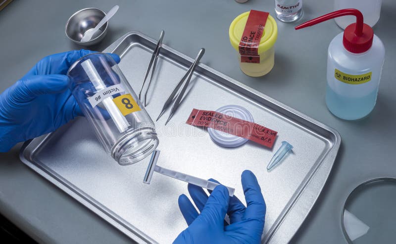 Forensic Police Take Razor Blade from Victim in Crime Lab for Analysis ...