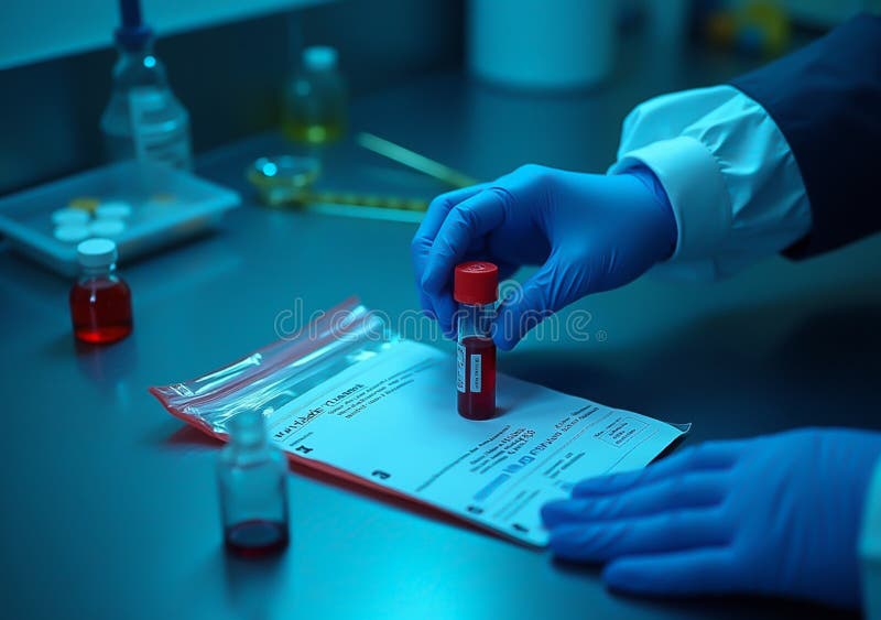 Forensic Scientist Analyzing Blood Sample in Laboratory Stock Photo ...