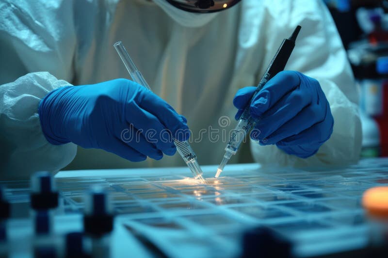 Forensic Scientist Analyzing Evidence in Crime Lab Stock Image - Image ...