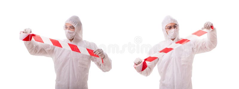 The Forensic Specialist in Protective Suit Isolated on White Stock ...