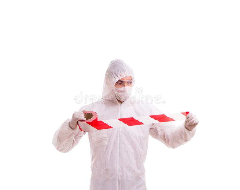 Forensic Specialist in Protective Suit Isolated on White Stock Photo ...