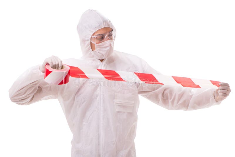 The Forensic Specialist in Protective Suit Isolated on White Stock ...