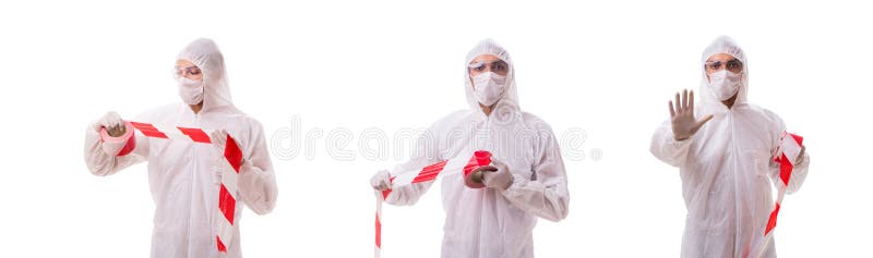 The Forensic Specialist in Protective Suit Isolated on White Stock ...