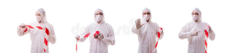 The Forensic Specialist in Protective Suit Isolated on White Stock ...