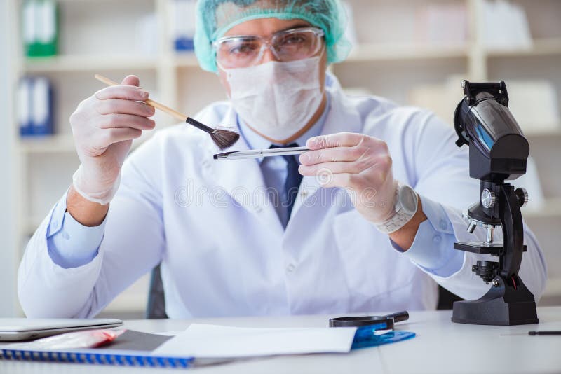 The Forensics Investigator Working in Lab on Crime Evidence Stock Photo ...