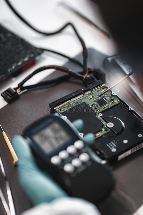 Data Forensics. Digital Forensic Investigator at Work Stock Photo ...