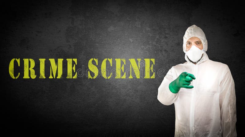 Forensics In Protective Clothing Against Wall Stock Photo - Image of ...