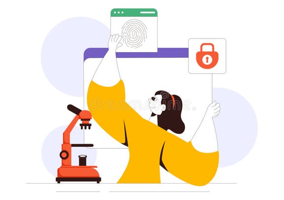 Forensics Technology Vector Illustration Featuring Biometric Access ...