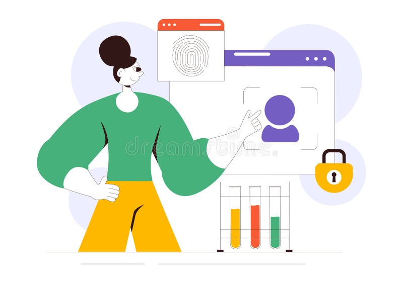 Forensics Technology Vector Illustration Featuring Biometric Access ...