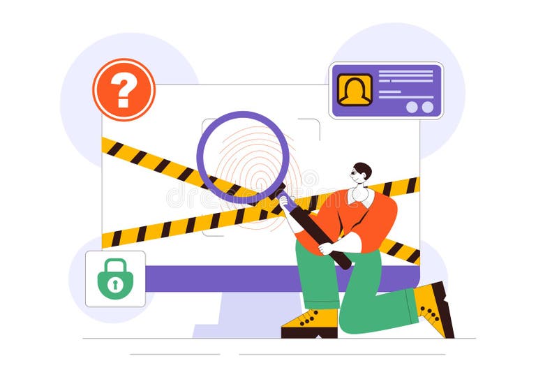 Forensics Technology Vector Illustration Featuring Biometric Access ...