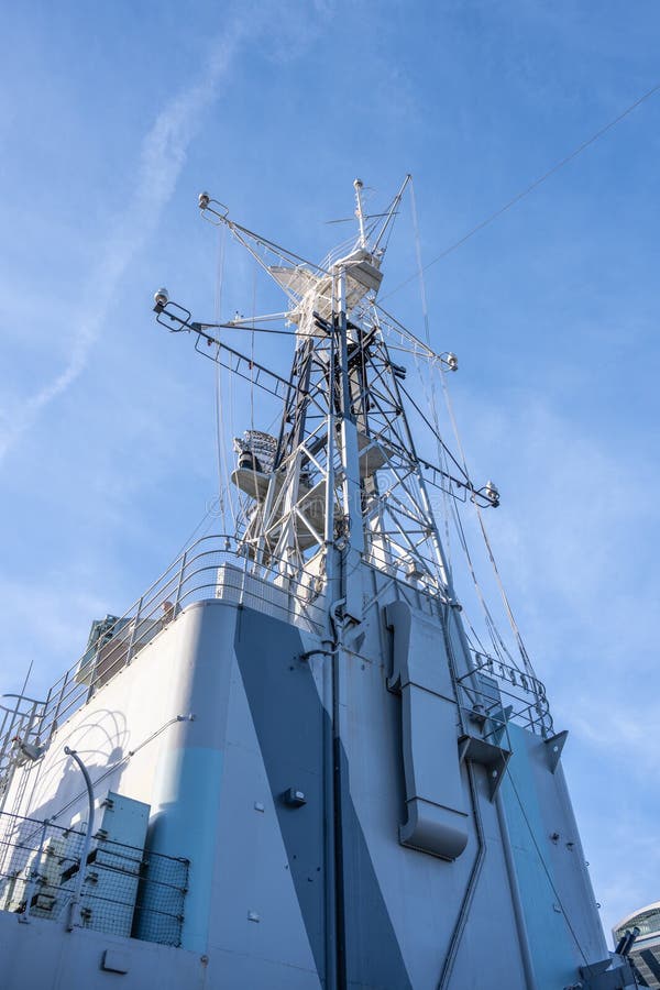 Foresail Structure of HMS Belfast in London during Daylight Stock Photo ...