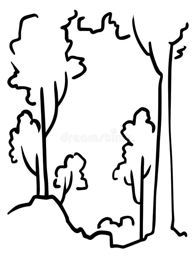 Outline view of forest stock vector. Illustration of outline - 194264627