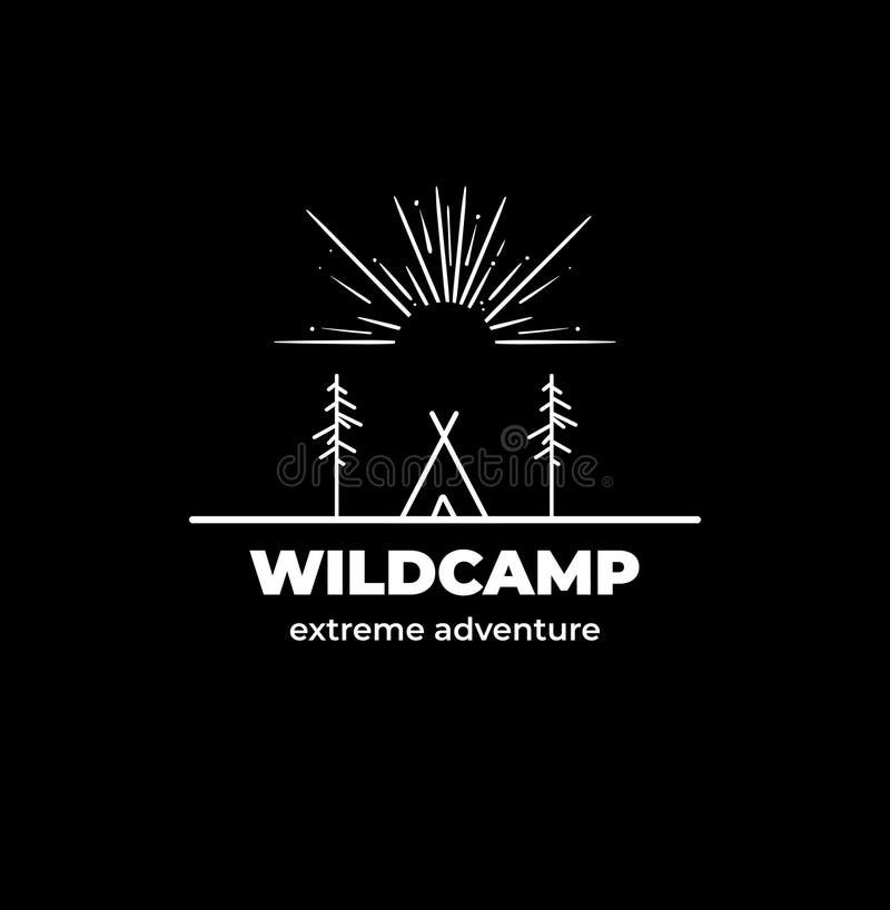 Forest Adventure Logo Badge En Estilo Del Esquema Ilustración del ...