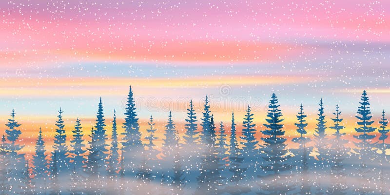 Forest Against the Backdrop of a Dramatic Sunset Stock Vector ...