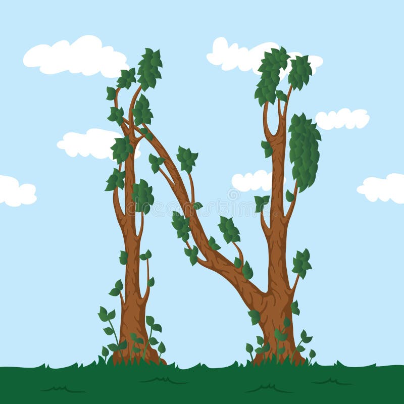 Forest Alphabet. Illustration the Letter T from a Tree Stock ...