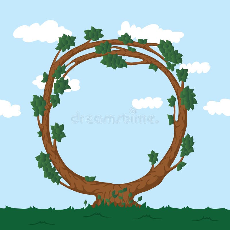 Forest Alphabet Letter Arranged from Tree Trunk and Branches Vector ...