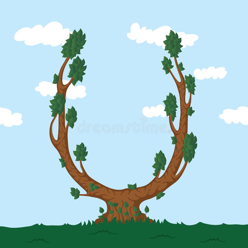 Forest Alphabet. Illustration the Letter U from a Tree Stock ...