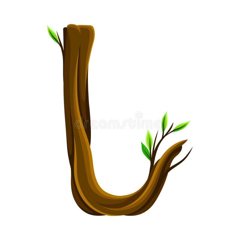 Forest Alphabet Letter Arranged from Tree Trunk and Branches Vector ...