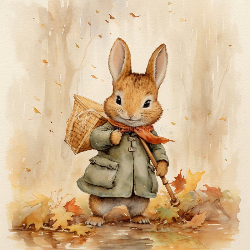 Forest Animal Cute Rabbit on the Background of the Autumn Forest Stock ...