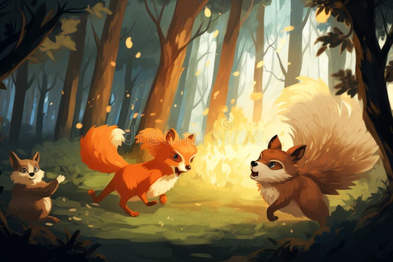 Forest Fire and Fleeing Animals. Natural Disaster. Stock Vector ...