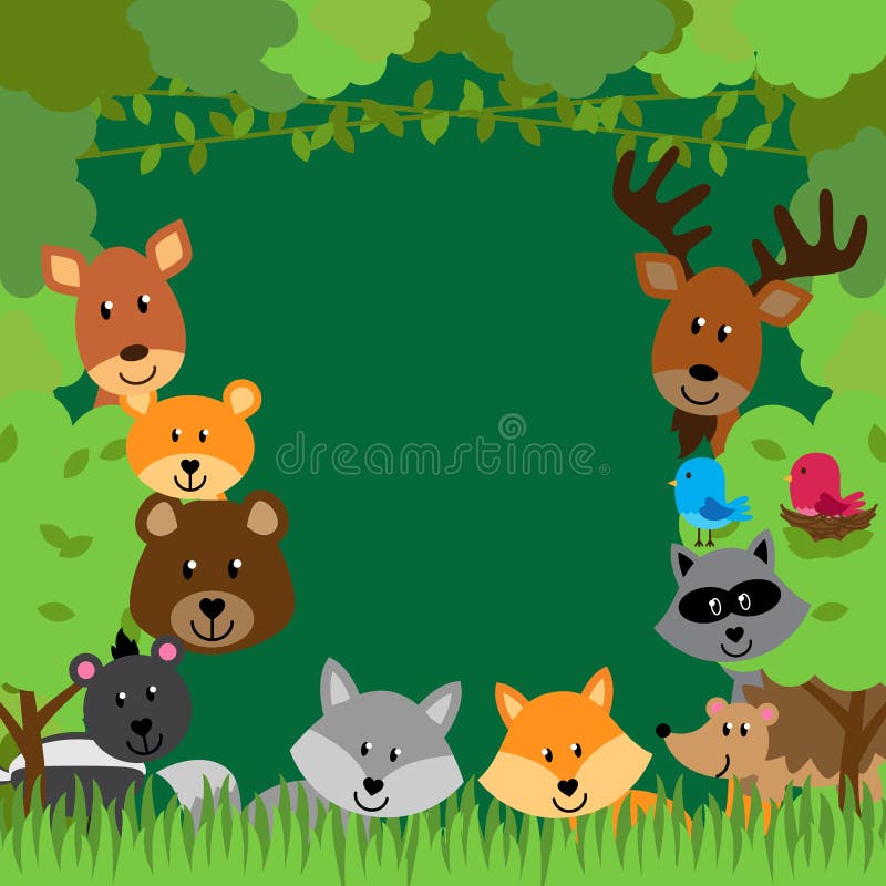 Forest Animals Vector Background Stock Vector - Illustration of magic ...