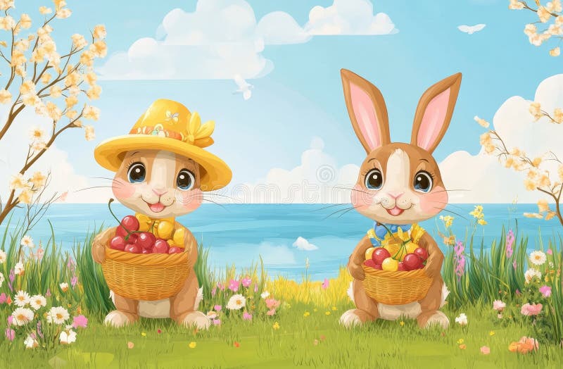 On the Forest Background, a Romantic Rabbit Couple Shares a Kiss Stock ...