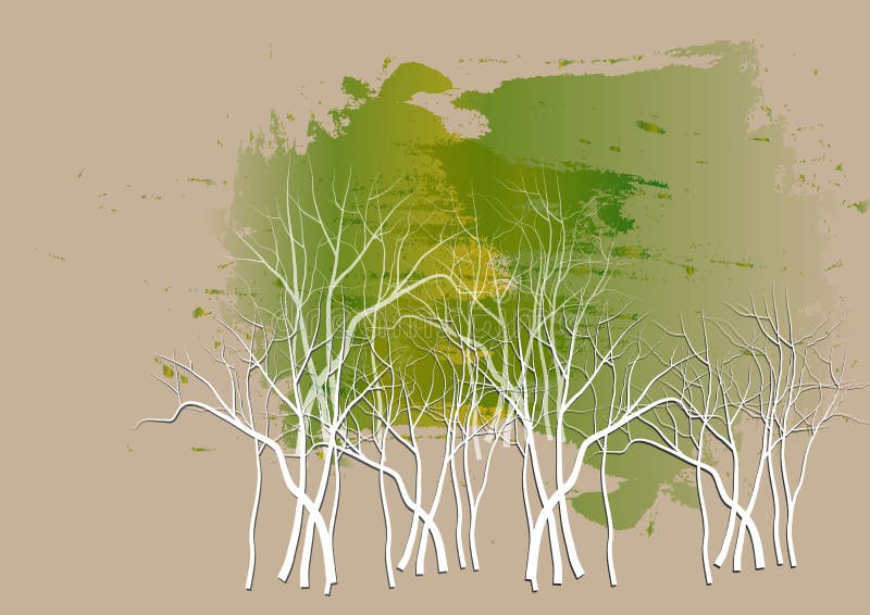 Forest Background , White Trees Paper Cut Watercolor Background,Vector ...