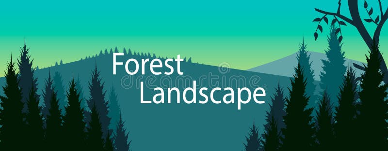 Forest landscape banner stock vector. Illustration of landscape - 70182979