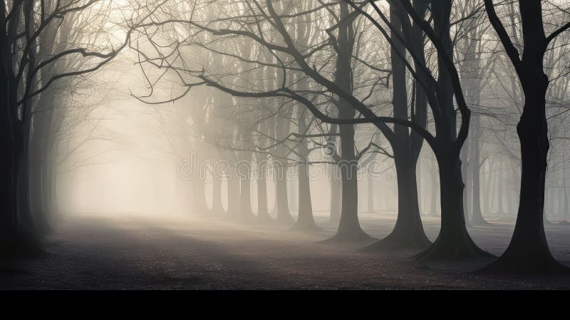 Forest bare trees stock illustration. Illustration of seasonal - 373172393