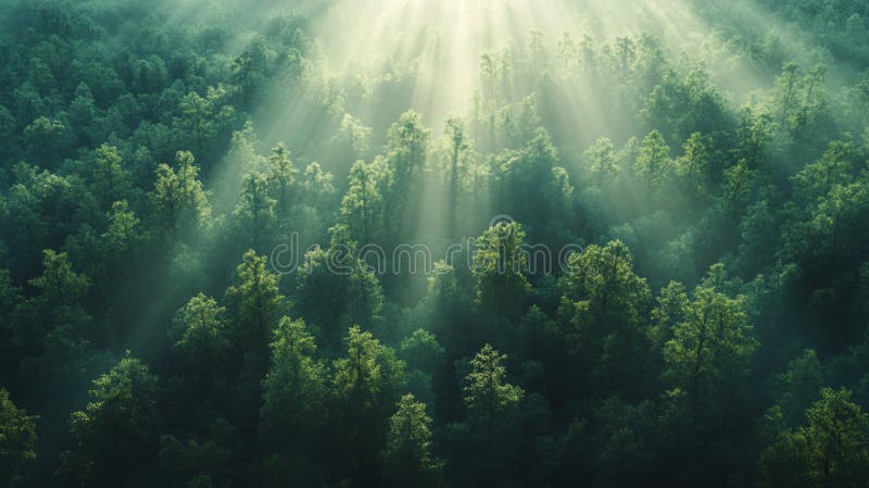 Forest Bathing in Sunlight: Aerial Perspective of Cedar Trees with ...