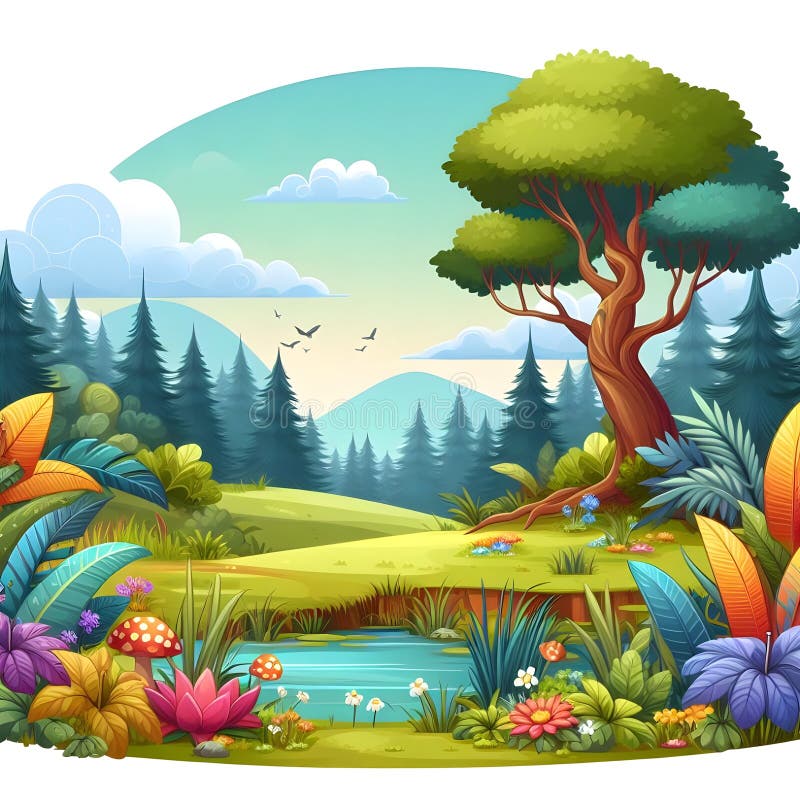 Forest. Beautiful Colorful Plan Stock Illustration - Illustration of ...