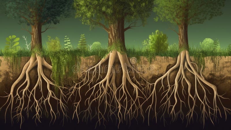 Forest with a Big Tree in the Foreground Stock Illustration ...