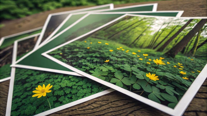 Forest Blooms Spring Photos Green Tones Stock Illustration ...
