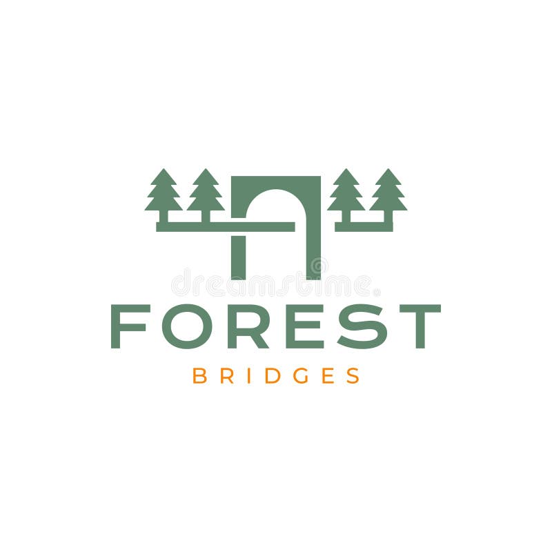 Forest Bridge Beautiful Building Vintage Logo Design Vector Stock ...