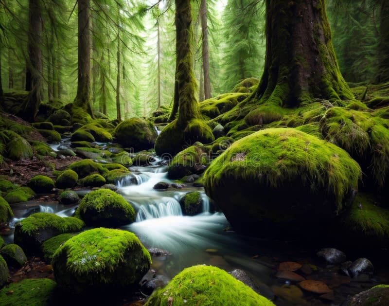 Forest Brook stock illustration. Illustration of stones - 326944312