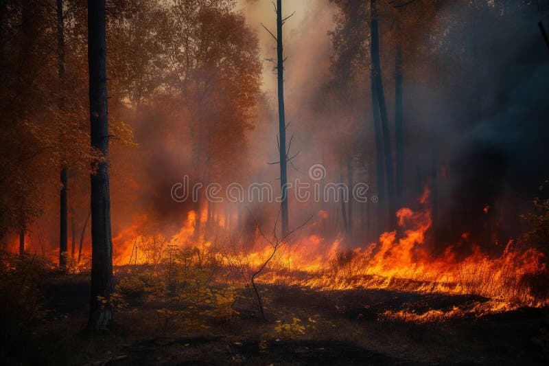 The Forest is Burning. Fire in the Forest Stock Illustration ...