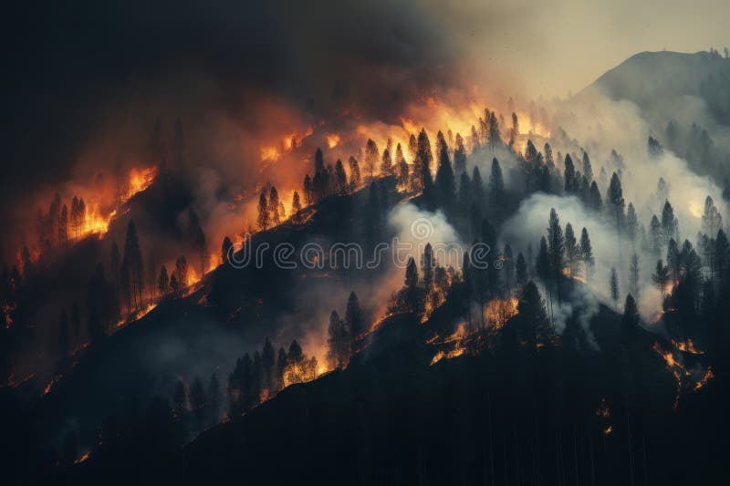 Forest Burning on the Mountainside, Natural Disaster, Climate Change ...