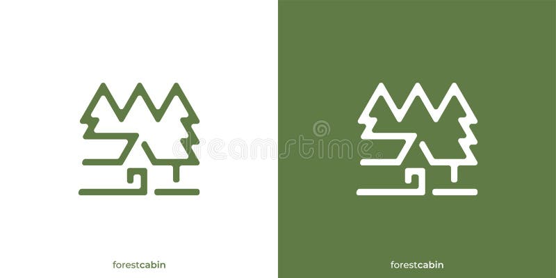 Simple Minimalist Forest Cabin Logo. Natural Home with Pine Tree Stock ...
