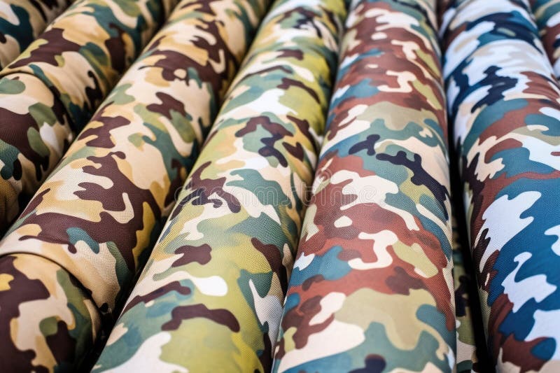 Forest Camouflage Pattern on Fabric Roll in Textile Factory Stock Photo ...