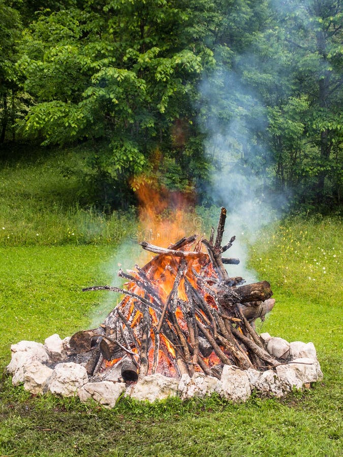 Forest Camp Fire stock image. Image of warmth, forest - 32367575