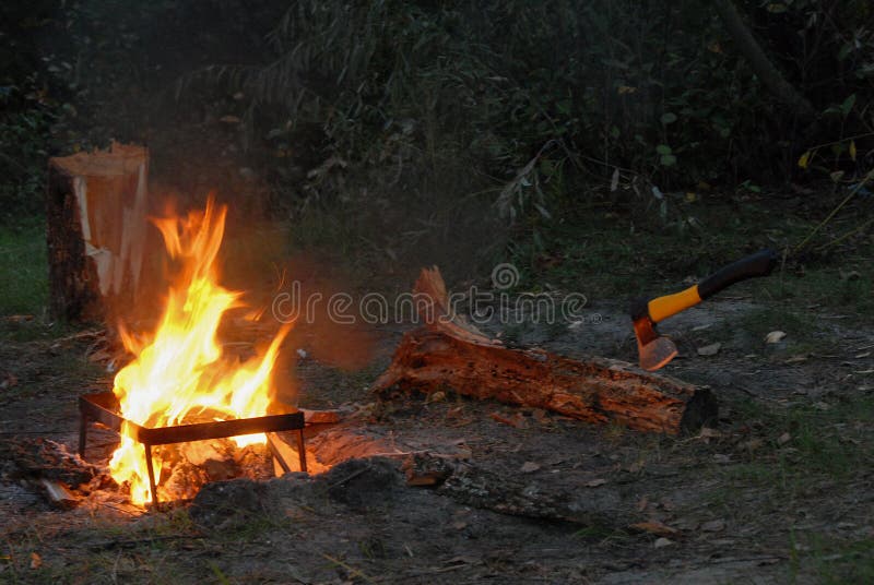 Forest Campfire Left Burning by Tourists, Risk of Forest Fire. Concept ...