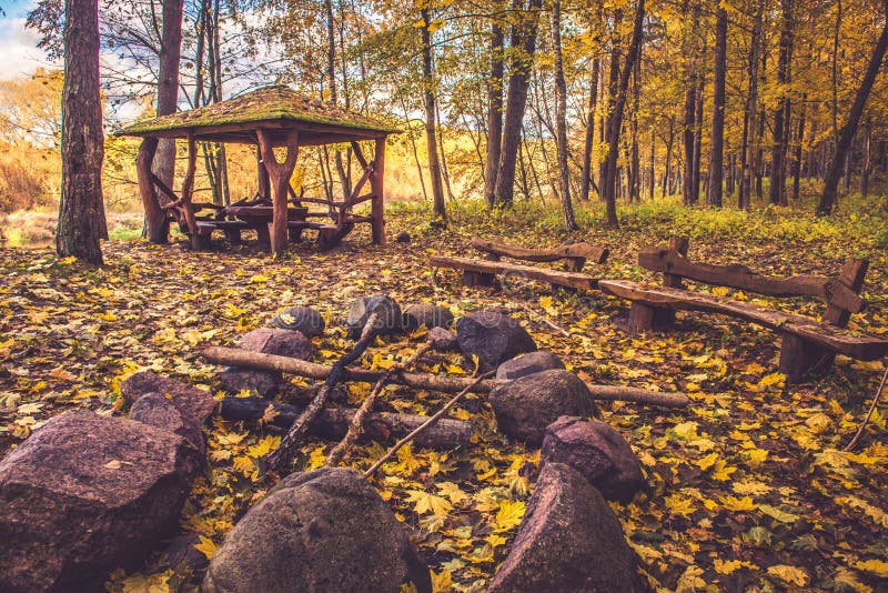 Forest camping resort stock image. Image of orange, countryside - 61273945