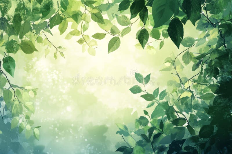 A Forest Canopy Background with Layered Green Leaves, Dappled Sunlight ...