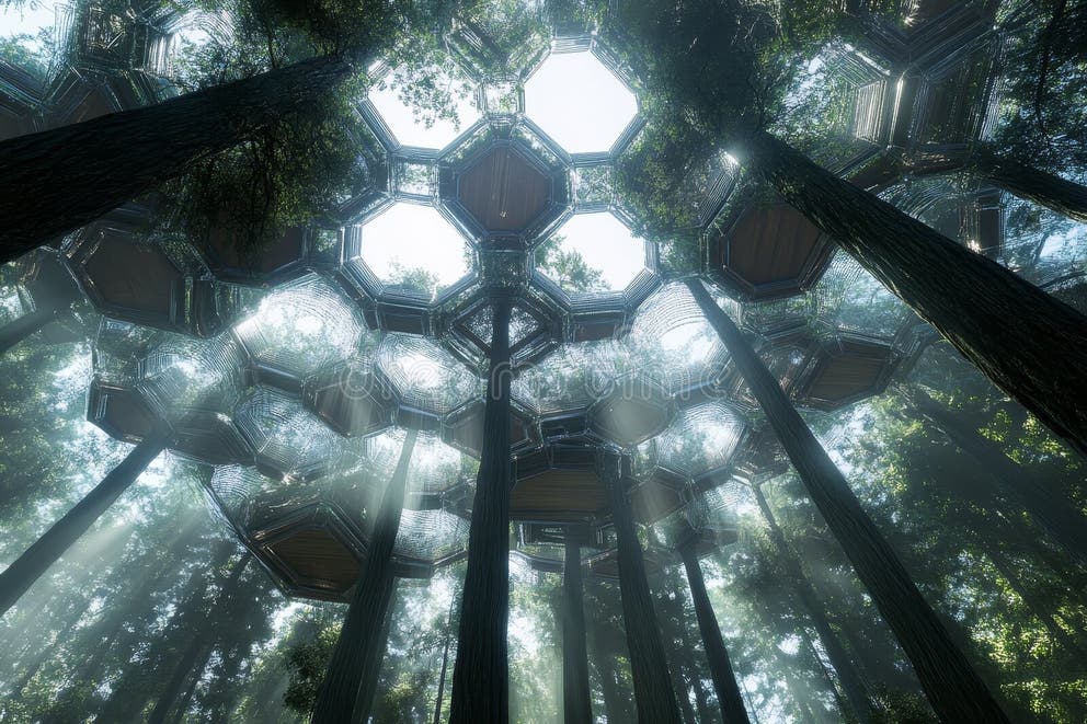 Forest Canopy with Geometric Structure and Sunlight Beams Stock ...